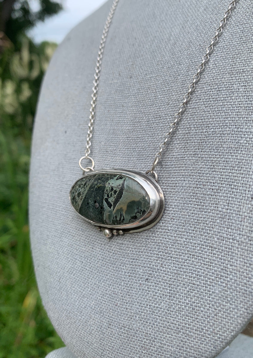 Grey Green Jasper Pendant